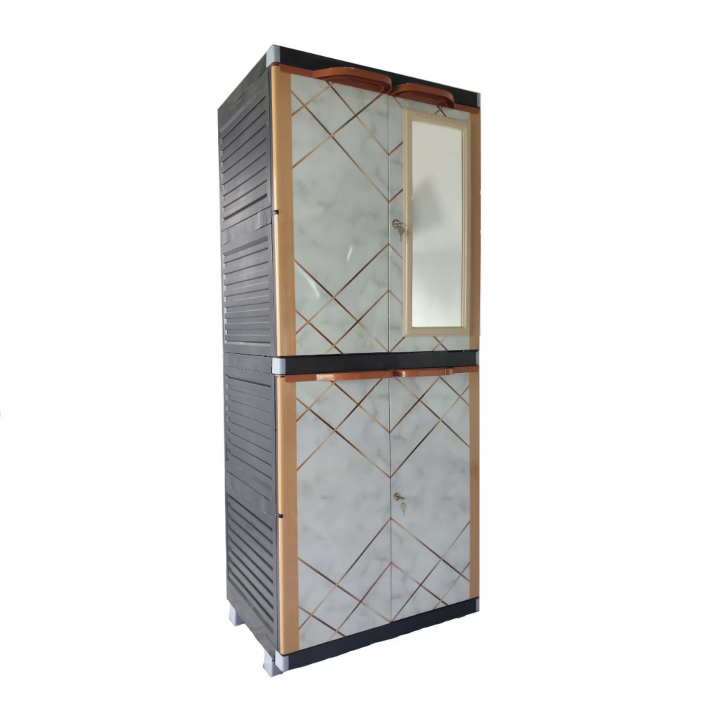 Jual Lemari Pakaian Baju Plastik Orlando Rak 4 susun Cermin Kaca FULL ...