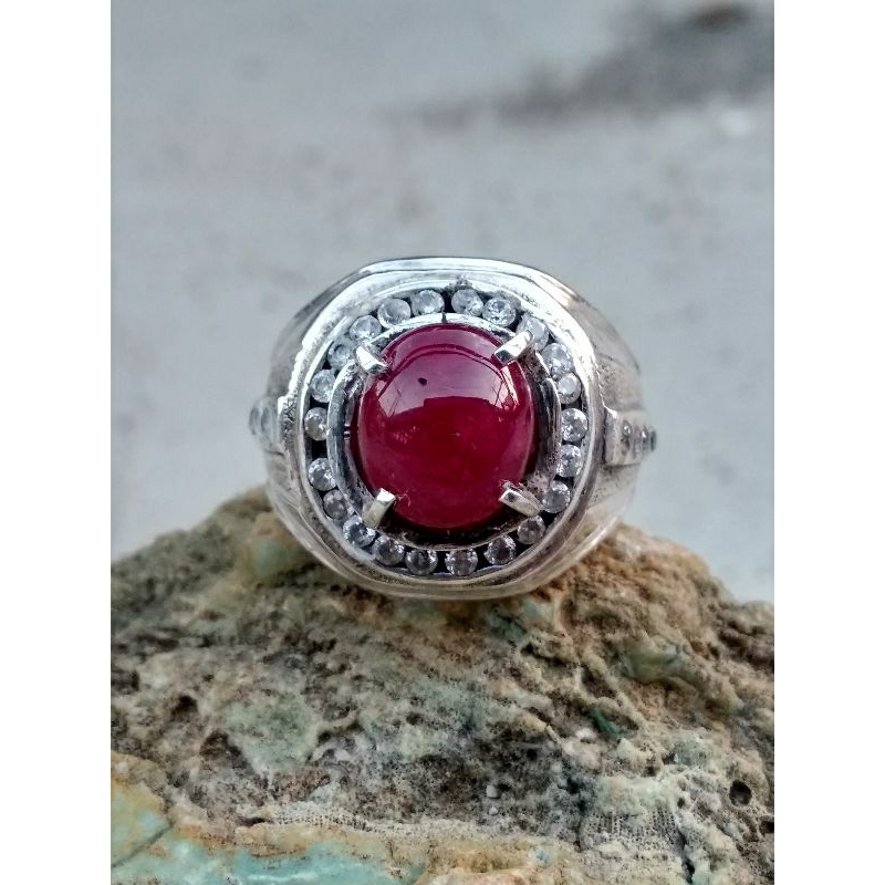 Jual natural batu ruby ring perak bagus | Shopee Indonesia