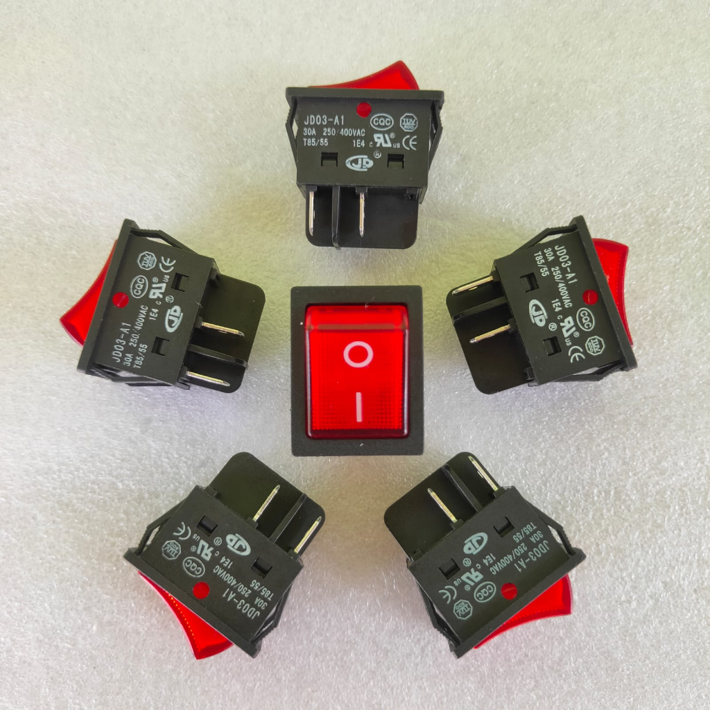 Jual Saklar Rocker Switch 30A Merk JD JD03 4 Kaki Nyala Merah Original ...