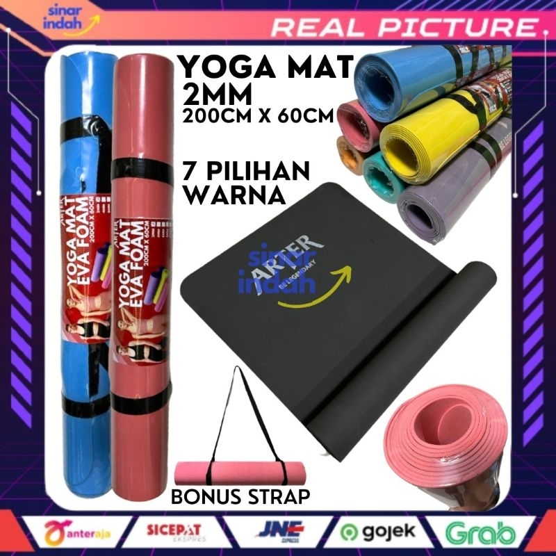 Jual Yogamat Matras Yoga Mat EVA 2mm Karpet Fitness Gym BONUS YOGA STRAP | Shopee Indonesia