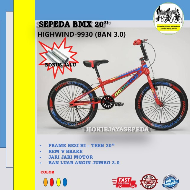 Jual SEPEDA BMX 20" HIGHWIND ban JUMBO WARNA 3.0 Frame besi spoke motor ...