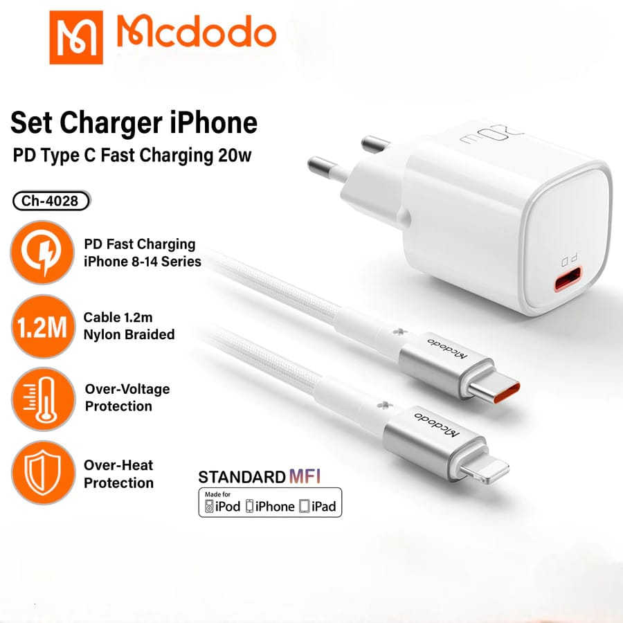 Jual MCDODO CH-402 Charger iPhone Fast Charging Type C to Lightning PD ...