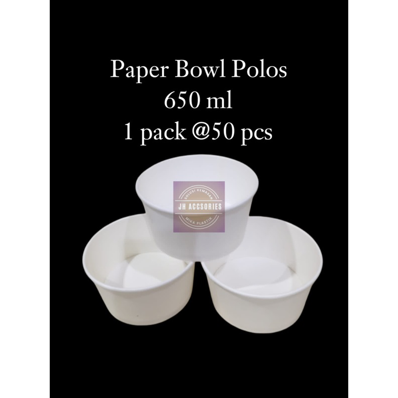 Jual Paper Bowl 650ml Polos / Mangkok Kertas 650ml tanpa tutup @50pcs ...