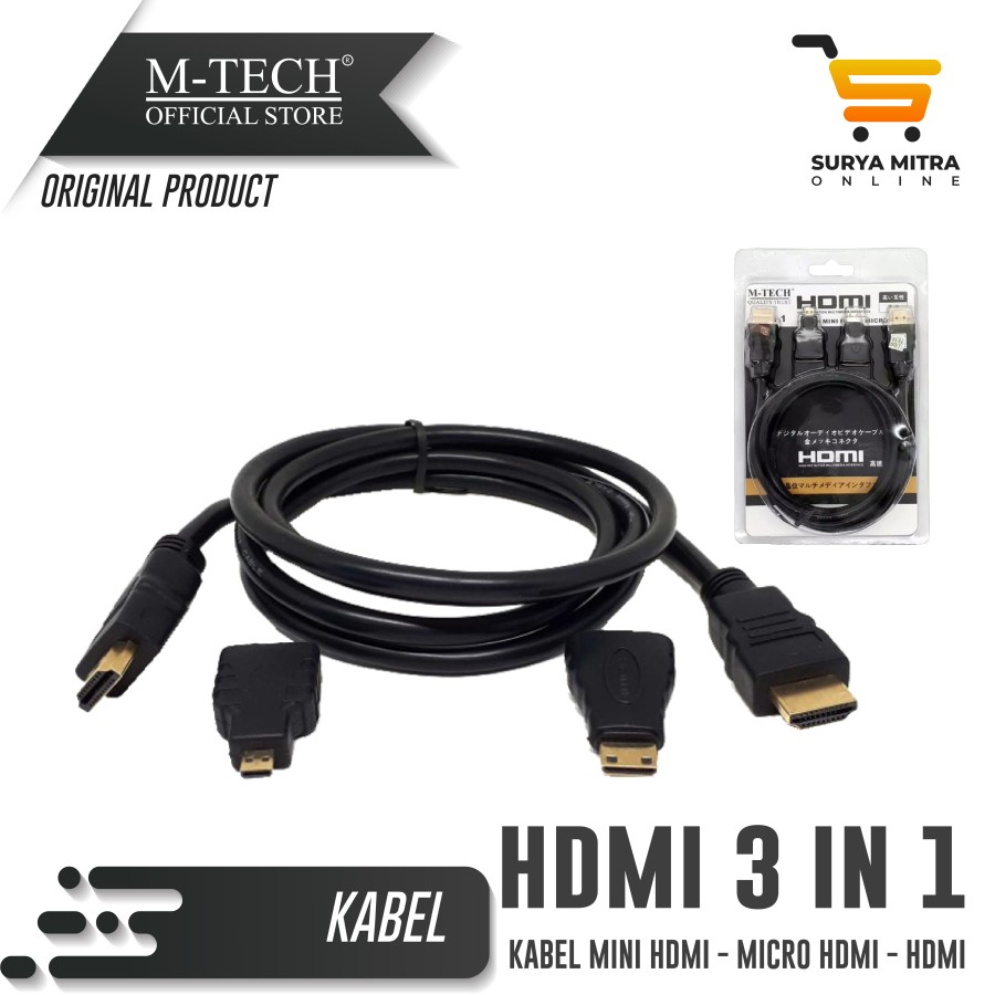 Jual M-Tech Kabel HDMI 3 in 1 (Mini HDMI - Micro HDMI - HDMI) | Shopee Indonesia