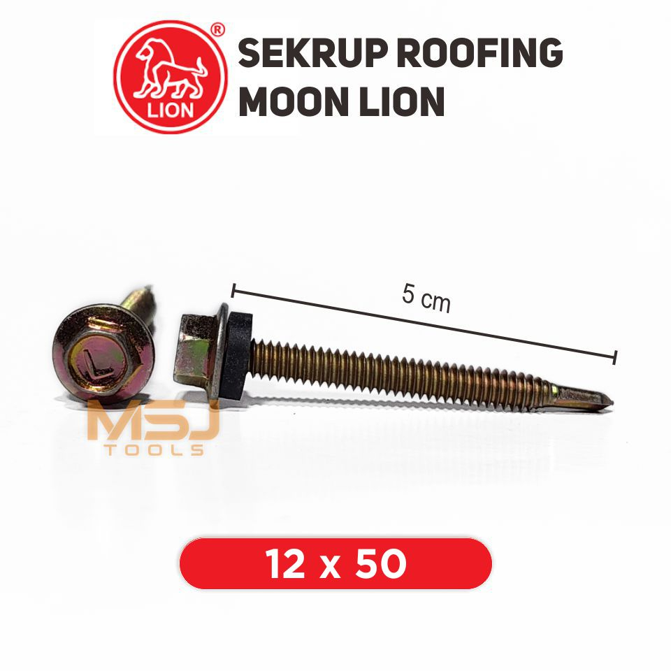 Jual baut / sekrup roofing 5cm L 5x50 moon lion | Shopee Indonesia