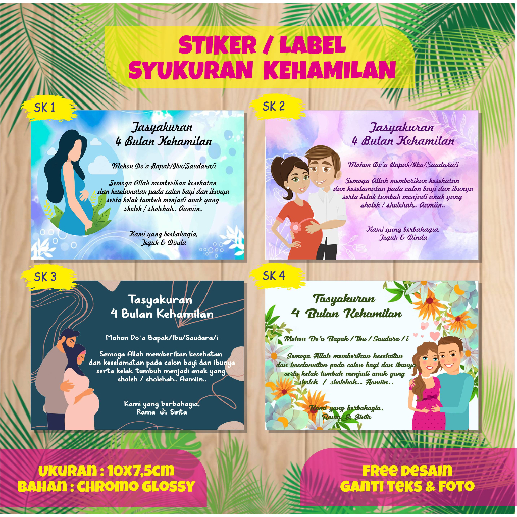 Jual Cetak kartu/Stiker Label syukuran Kehamilan 4/7 bulanan custom ...