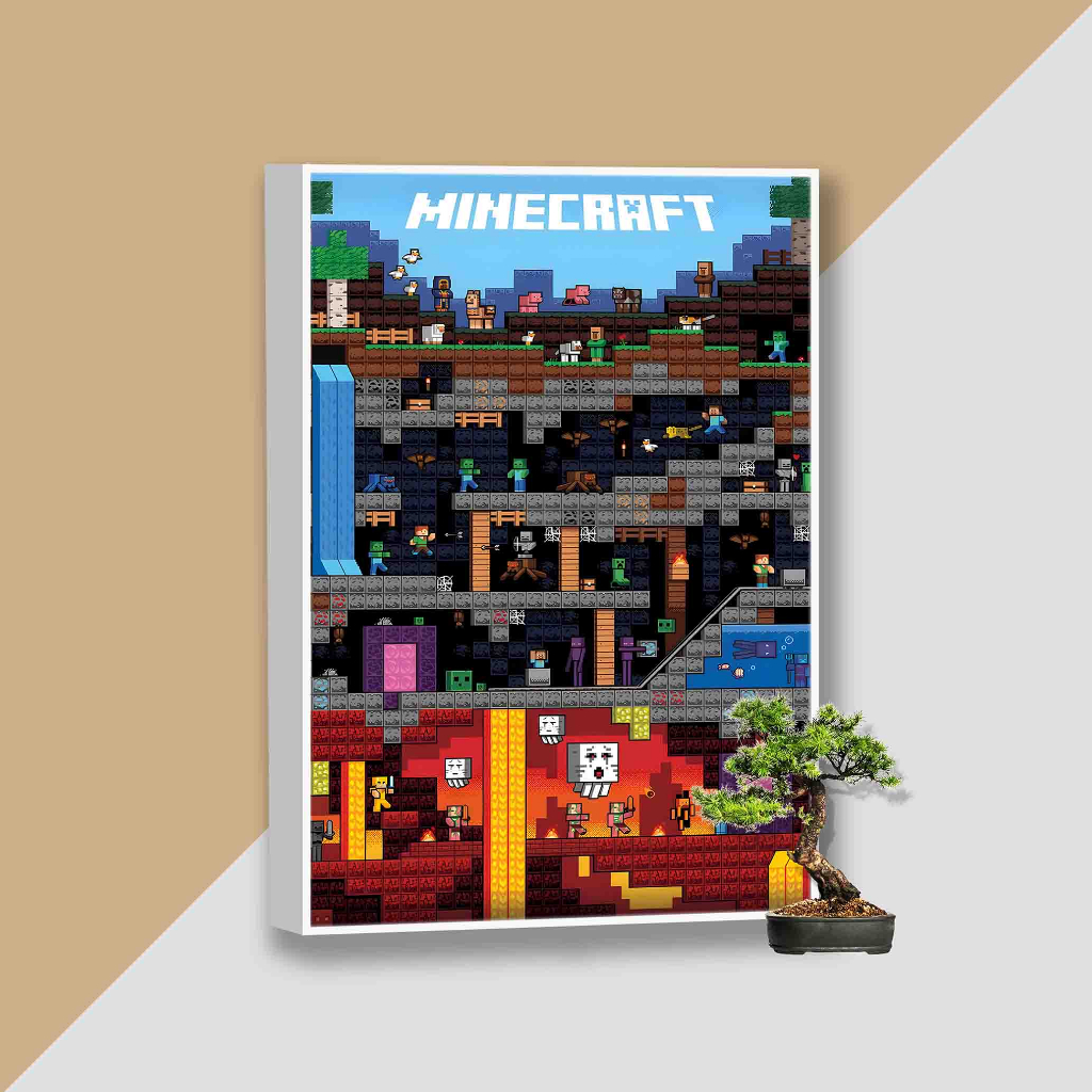 Jual Poster Game Minecraft - Worldly Hiasan Dinding Walldecor + Frame ...
