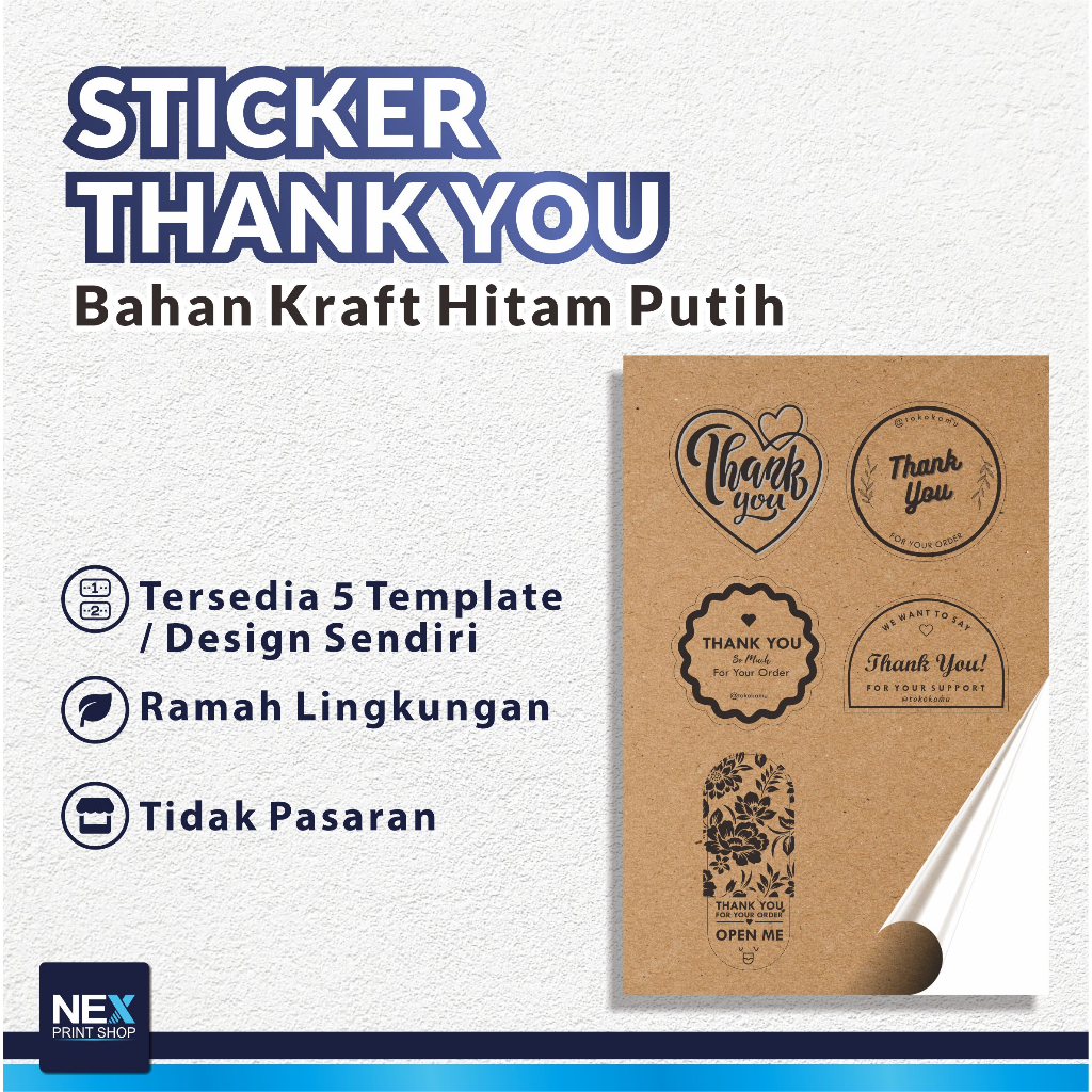 Jual Stiker Thank You / Kraft Hitam Putih | Shopee Indonesia