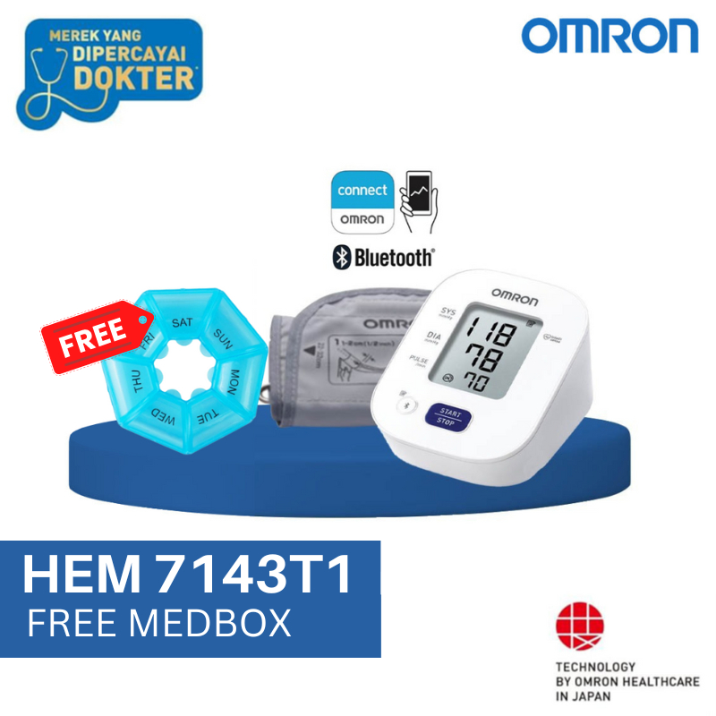Jual OMRON HEM 7143T1 Tensimeter Digital + Connect Bluetooth - FREE MEDBOX | Shopee Indonesia