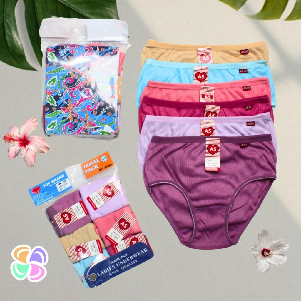 Jual (6 Pcs) CELANA DALAM WANITA A5 ALUS CD PEREMPUAN KATUN TRAVEL PACK ISI 6 Pcs | Shopee Indonesia