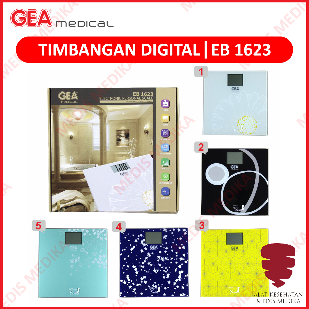 Jual Timbangan Berat Badan Digital EB1623 GEA Kaca Motif Lucu ...