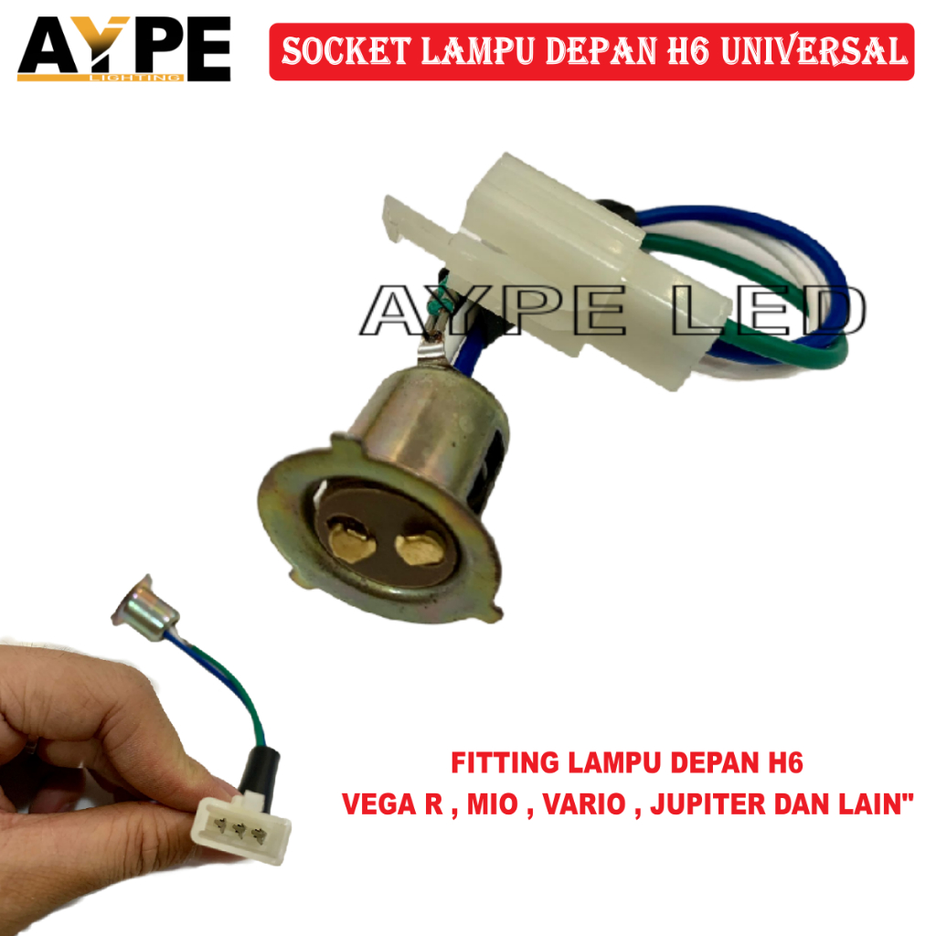 Jual ORIGINAL SOCKET BOHLAM DEPAN H6 PNP UNIVERSAL | SOCKET LAMPU DEPAN ...