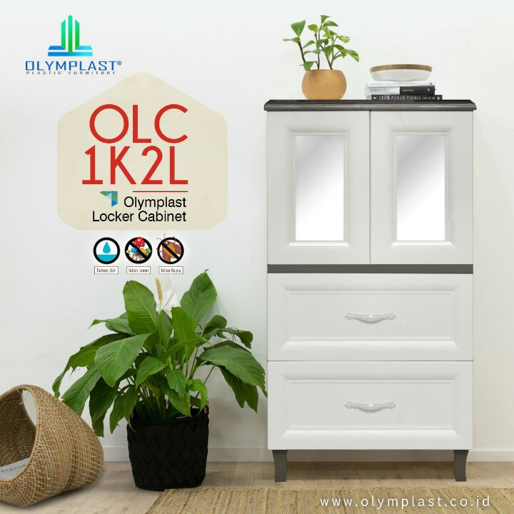 Jual OLYMPLAST Lemari Plastik OLC 1K2L Lemari Kaca Cermin Jumbo Besar Aesthetic Multifungsi ...