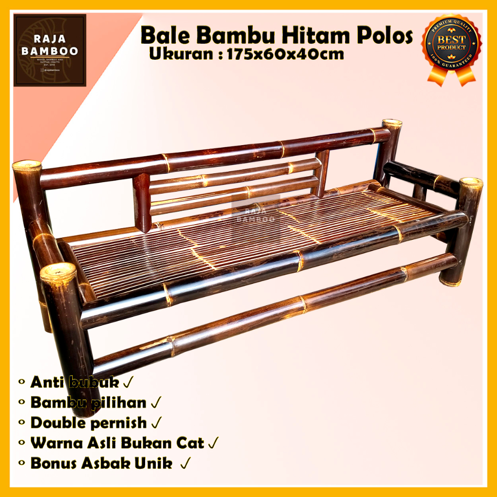Jual Bale Bambu Hitam | Bench Bambu | Bale Estetik | 175 x 60cm ...