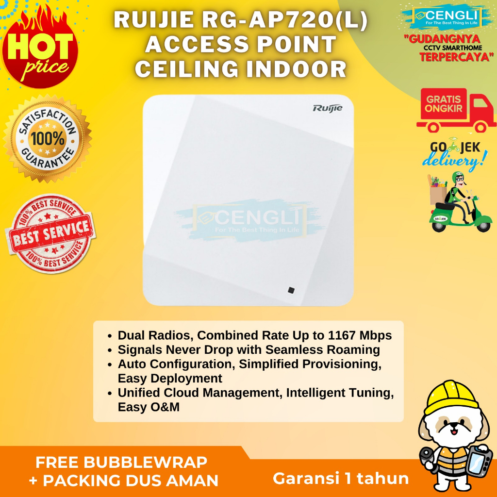 Jual Ruijie RG-AP720-L Access Point Ceiling Indoor Wave 2 MU-MIMO rg ...