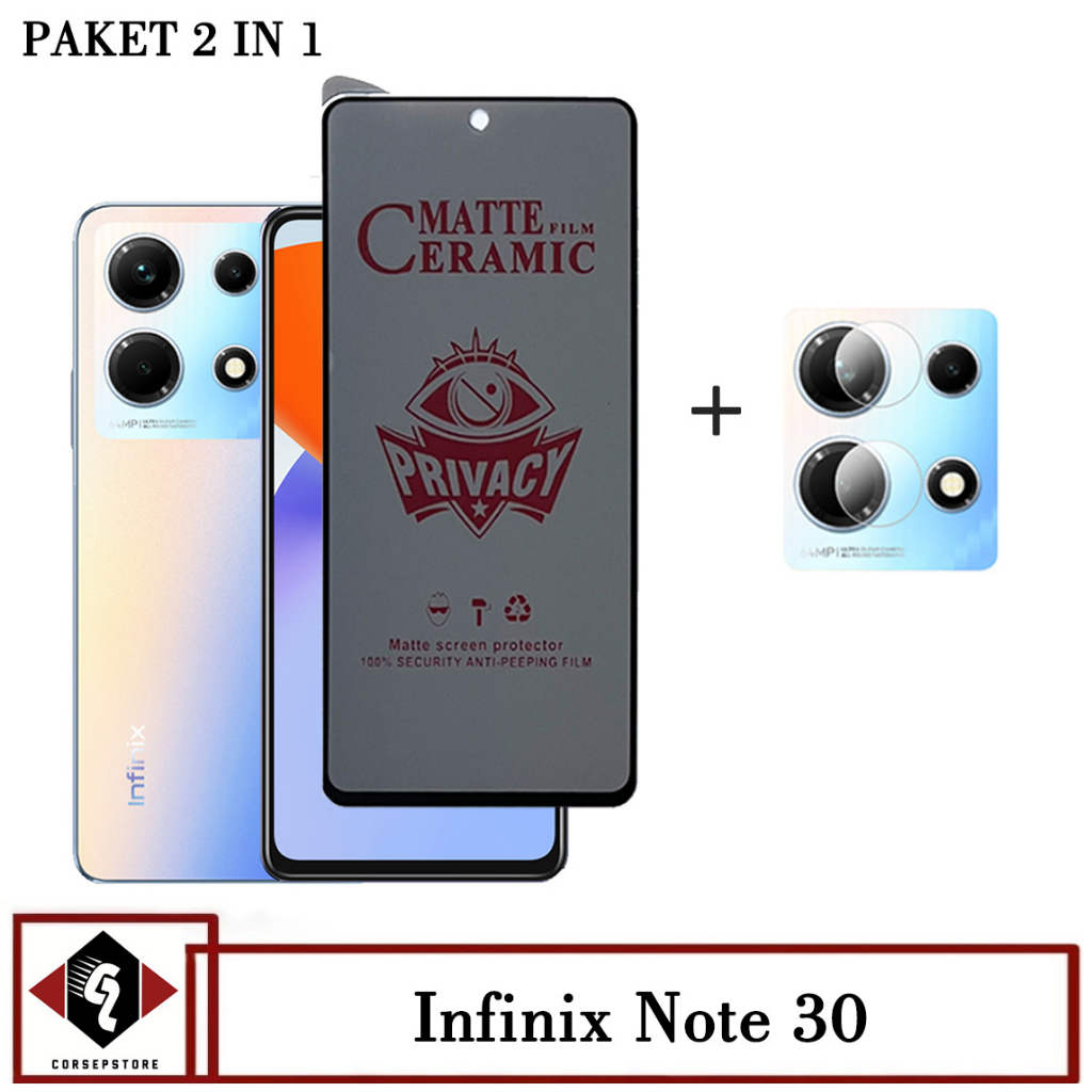 Jual Paket 2 IN 1 Infinix Note 30 Antigores Layar Ceramic Privacy Free ...