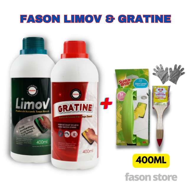 Jual Pembersih Keramik Fason Limov Dan Gratine Paket 400ml Bundel Sikat ...