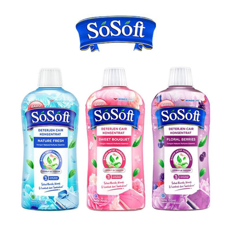 Jual so soft deterjen cair 700ml sosoft detergen sabun cuci baju ...