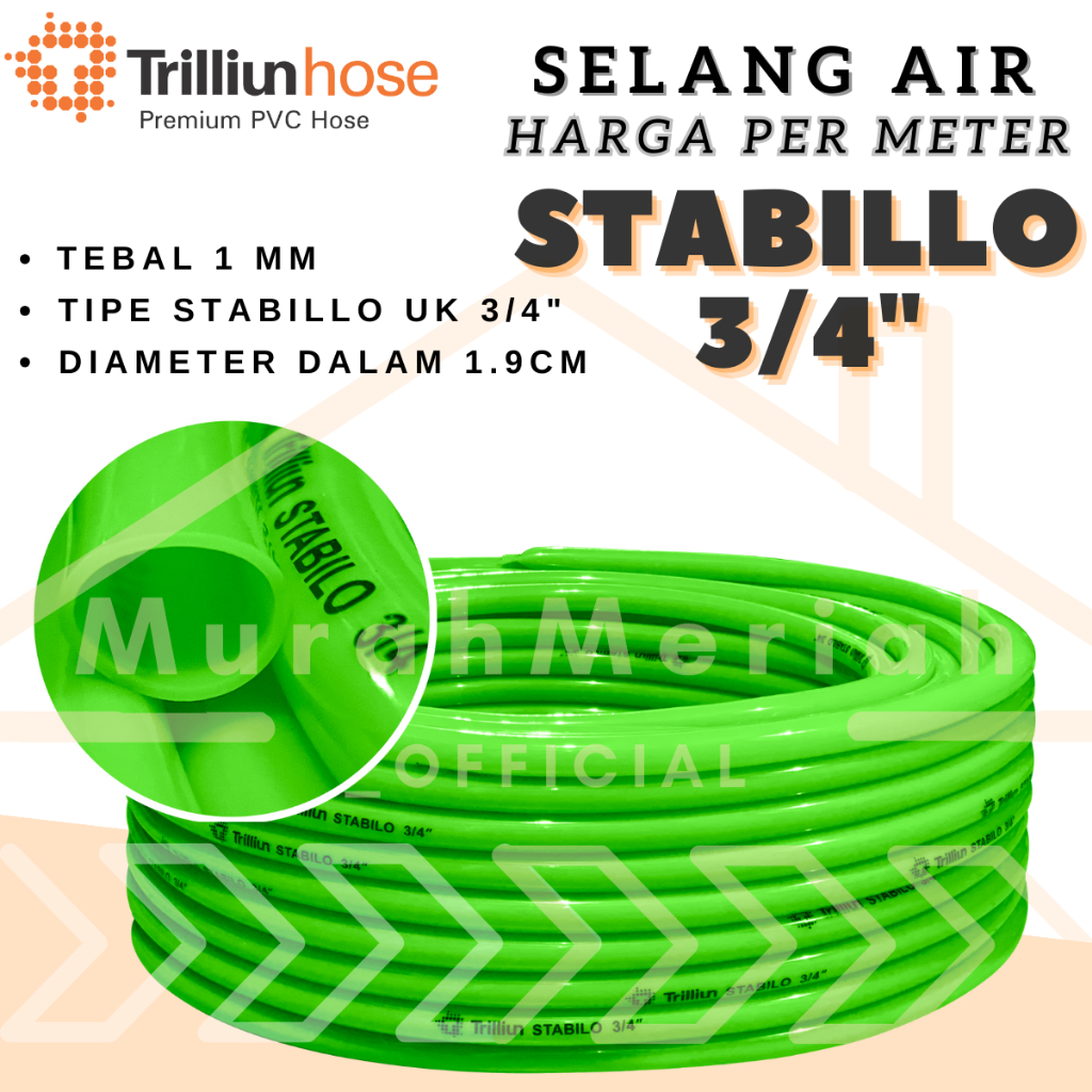 Jual SELANG AIR ELASTIS TRILLIUN STABILLO UK 3/4 INCH ( HARGA PERMETER ) | Shopee Indonesia