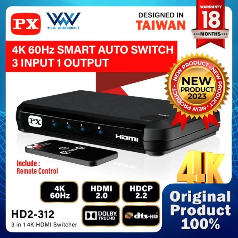 Jual HDMI Switcher Audio Video 4K Adapter Switch 3 input 1 output PX ...
