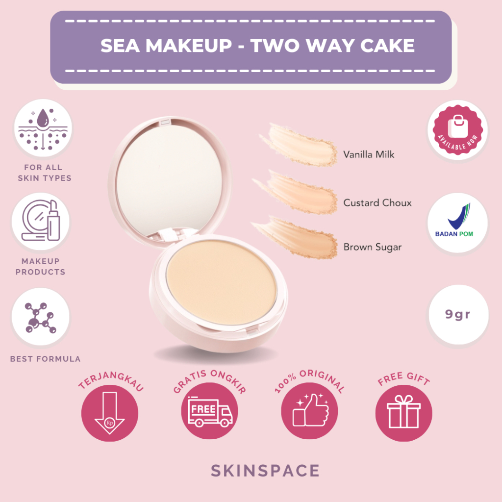 Jual SEA MAKEUP Acne Cover & Smooth Two Way Cake / Bedak Untuk Kulit ...