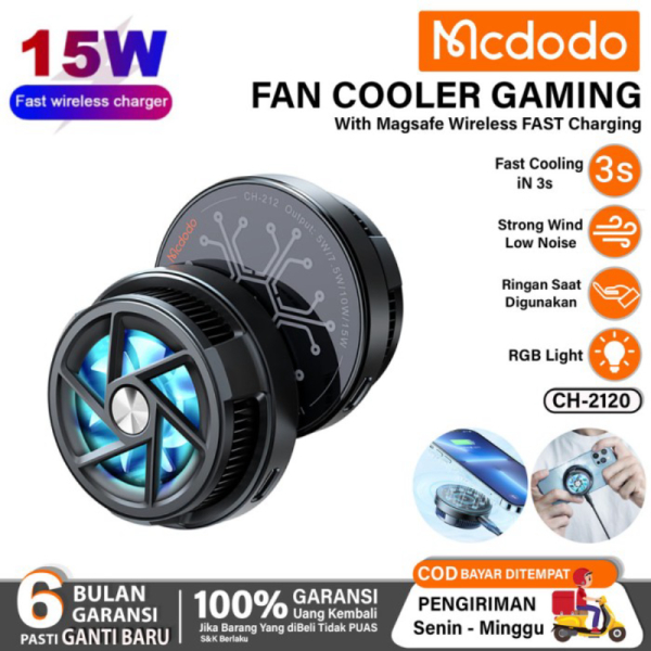 Jual Unik Mcdodo RGB Fan Cooler Gaming Pendingin HP Magsafe Wireless Charger 15W - CH-2120 Murah ...