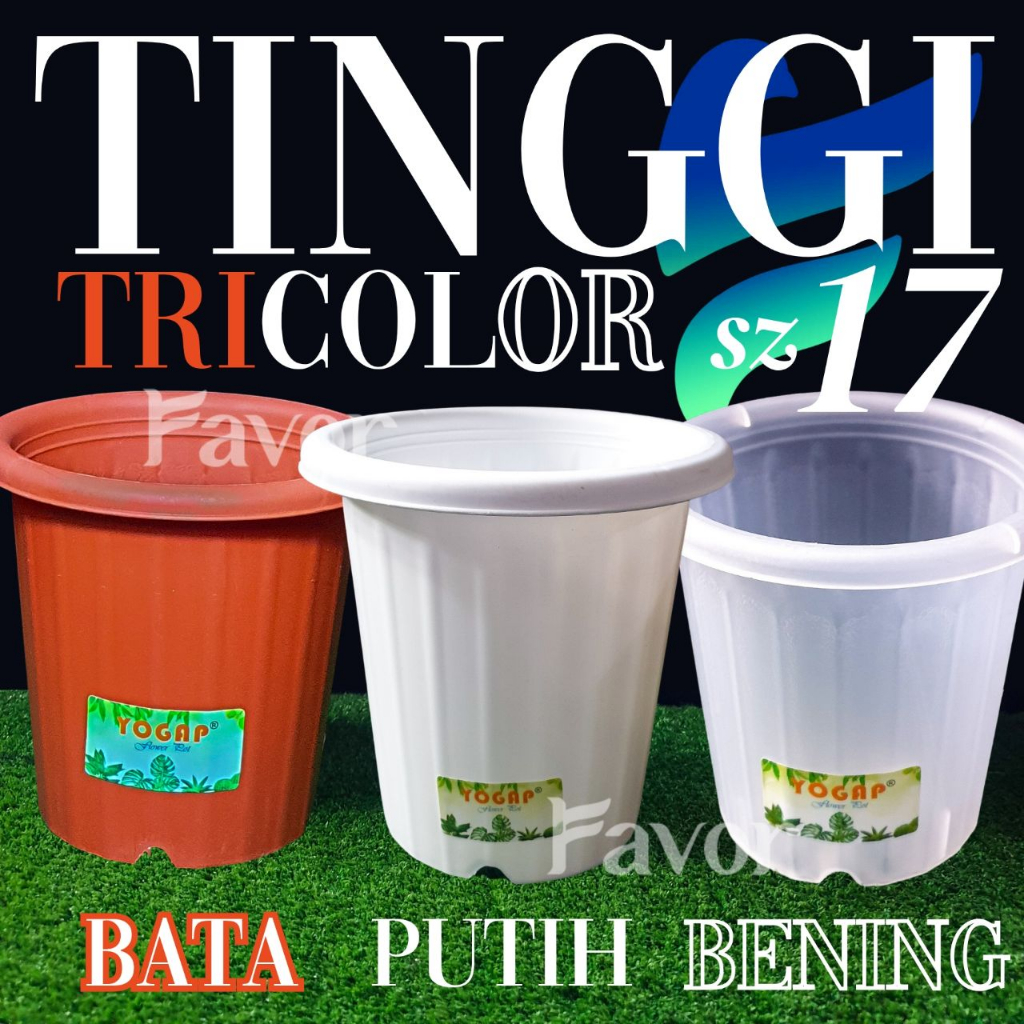Jual Pot Yogap Tinggi YPT 17 BICOLOR/ 2 Warna PUTIH & BENING Pot Bunga ...