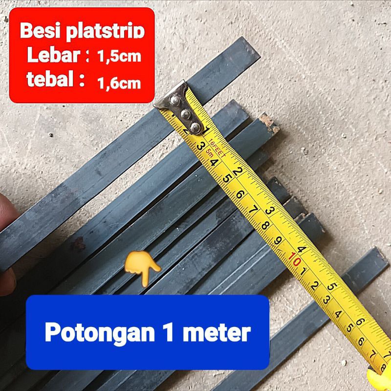 Jual Besi Plat Lebar 1,6cm tebal 1,5mm panjang 1 meter | Shopee Indonesia