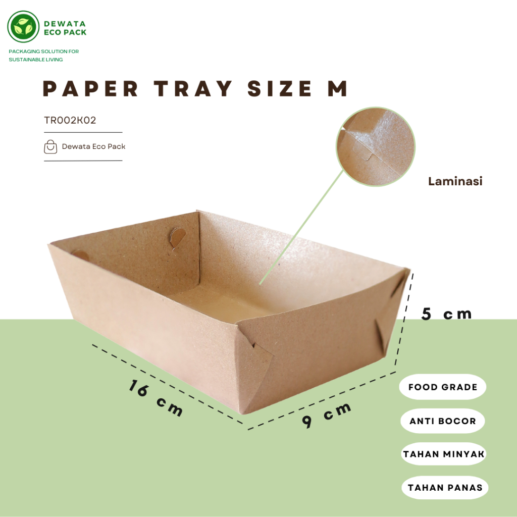Jual Paper Tray Food Laminasi size M 16x9x5cm TR2K2 / Kertas Makan ...