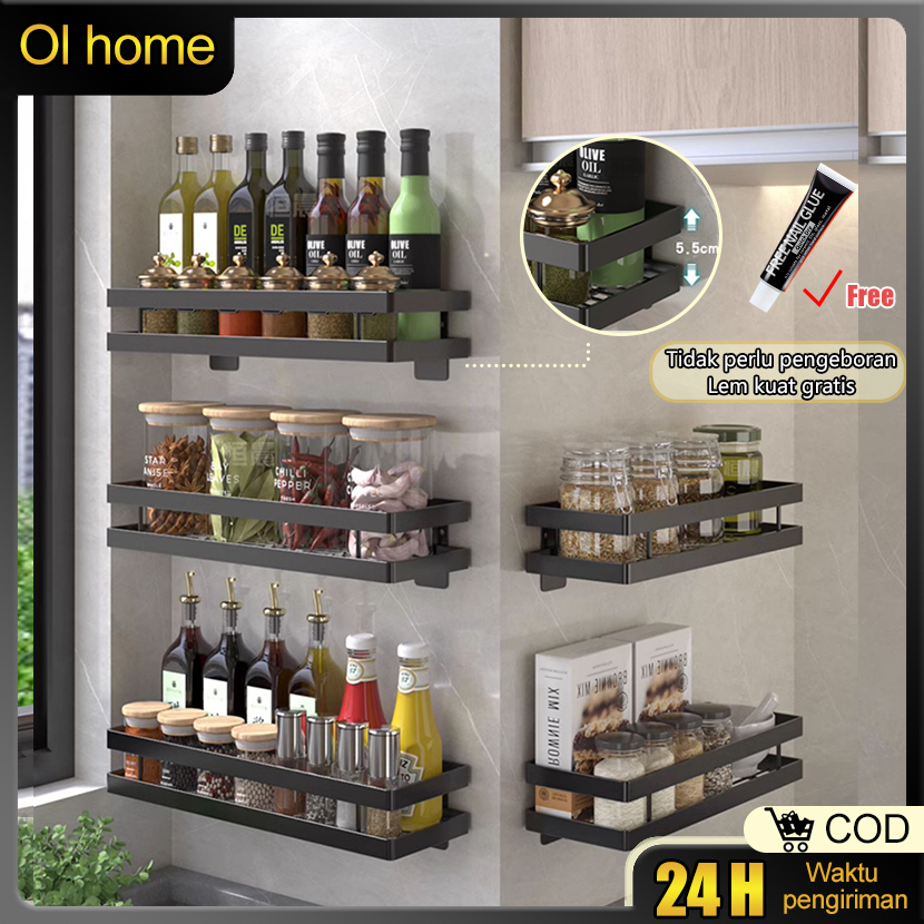 Jual Olhome Rak Bumbu Dapur Dinding Tempel Rak Penyimpanan Tempat Bumbu ...