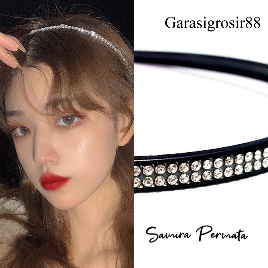 Jual Bando Samira Permata 2 baris Diamond Korea Headband Bandana ...