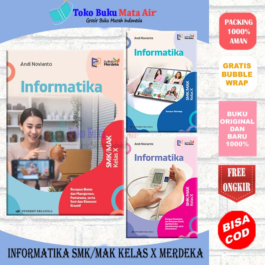 Jual BEST SELLER INFORMATIKA SMK/MAK KELAS X KURIKULUM MERDEKA - ERLANGGA | Shopee Indonesia