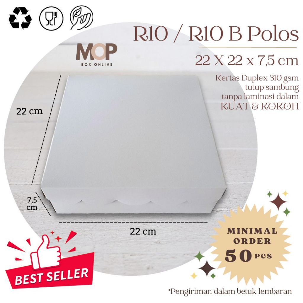 Jual Kotak Nasi 22x22 R10 Putih POLOS Dus R10B Box Nasi Catering ...