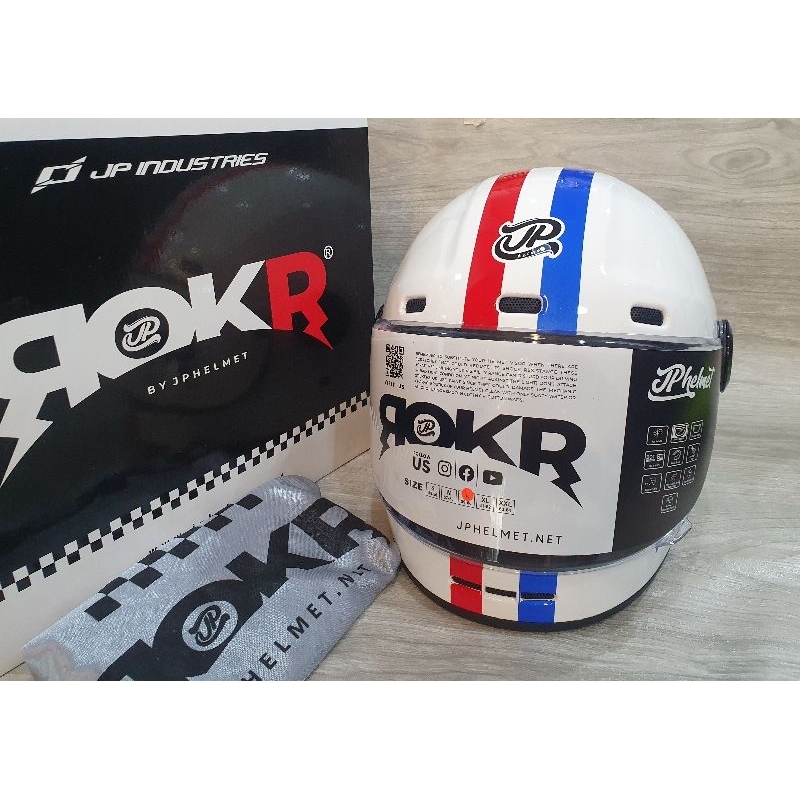 Jual Helm JP ROKR - RK02 White dan Black | Shopee Indonesia