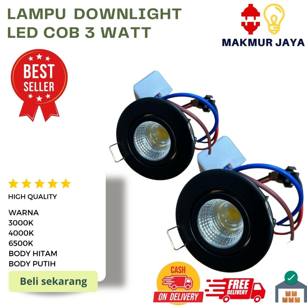 Jual LAMPU DOWNLIGHT LED COB 3 WATT / Lampu Plafon Downlight Spotlight LED 3W 3 Watt COB ...