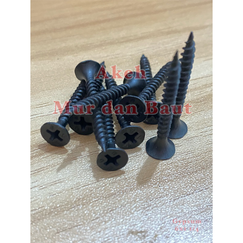 Jual Skrup Gypsum 6x1 1/4 Hitam/ Sekrup gipsum 6x1 1/4 Murah (3CM) | Shopee Indonesia