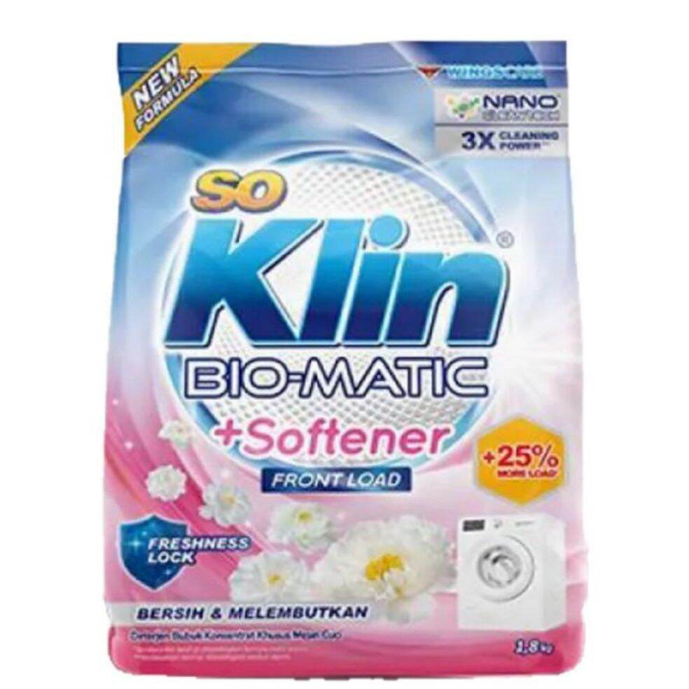 Jual SoKlin Bio-Matic Softener Biru Deterjen Bubuk Bukaan Depan Front ...