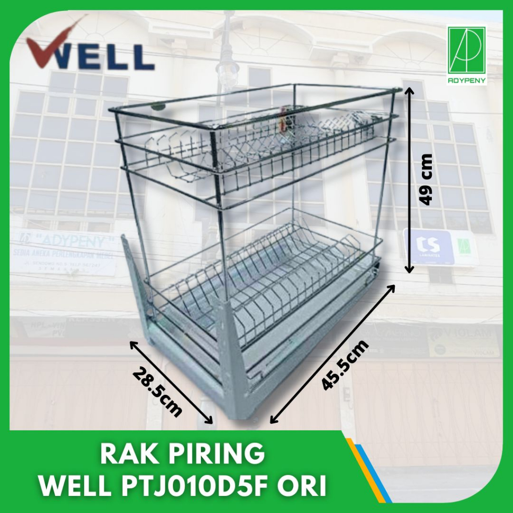 Jual Rak Piring Bawah Tarik Well Stainless Kitchen Set Dapur 2 Susun | Shopee Indonesia