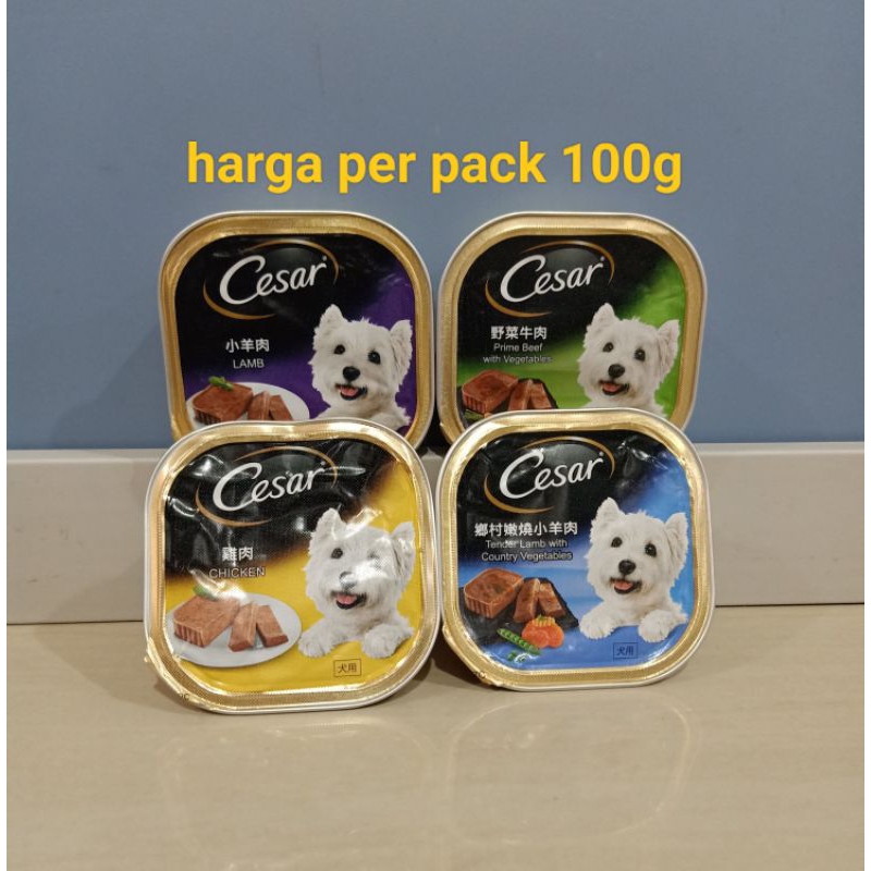 Jual CESAR dog wet food makanan basah untuk anjing 100g | Shopee Indonesia