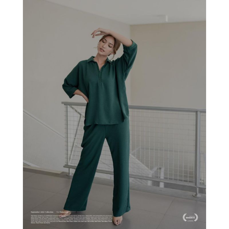 Jual one set viral davinci original by ce_homewear code : english green ...