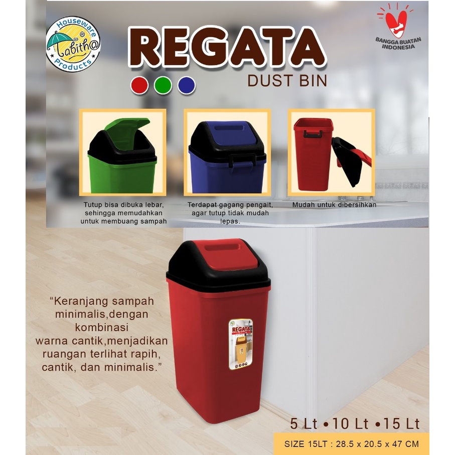 Jual Tempat sampah tutup regata 10 liter tabitha | Shopee Indonesia