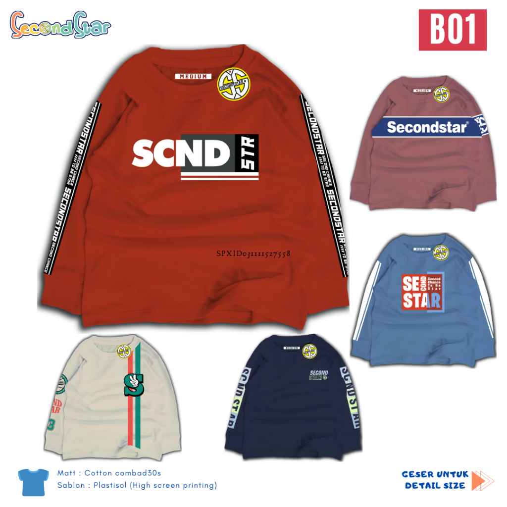 Jual Second star Baju Kaos Distro Tangan Panjang Anak laki-laki Umur 1 ...