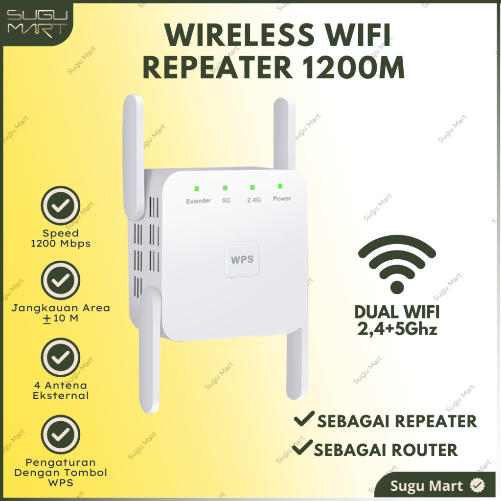 Jual WIFI REPEATER WIRELESS 1200M 5G 2.4G DUAL BAND | PENGUAT SINYAL ...