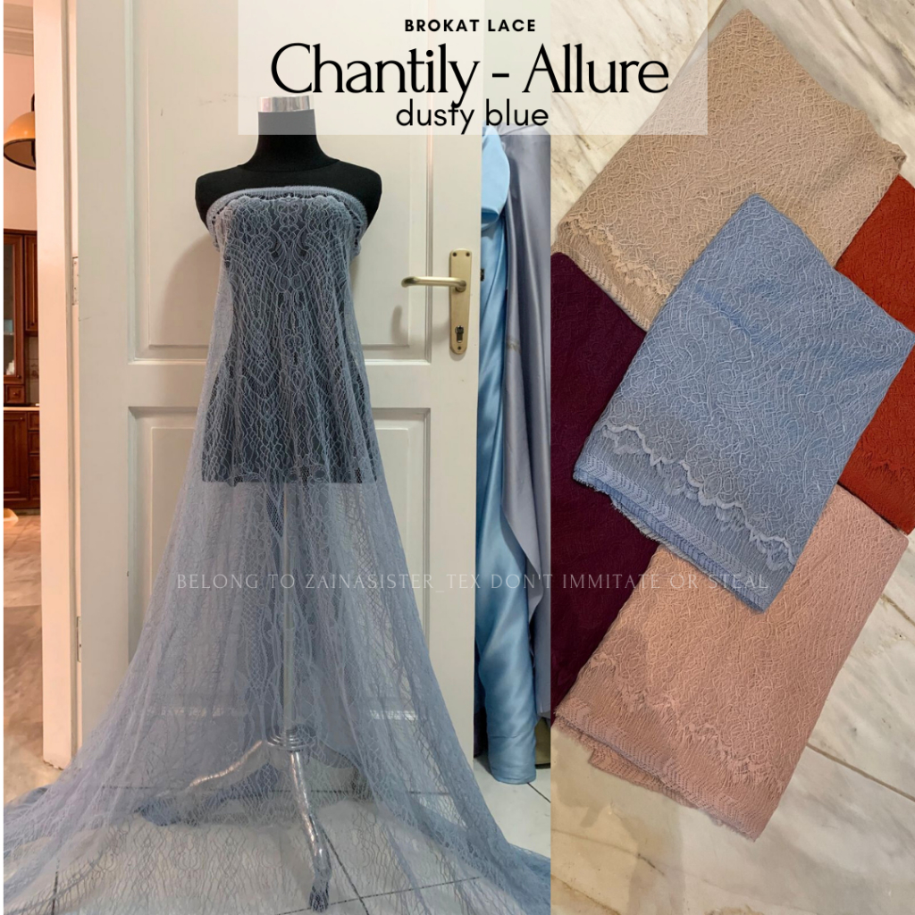 Jual Kain Brukat Cantili Brokat Cantily Lace Panel Warna Dusty Blue ...