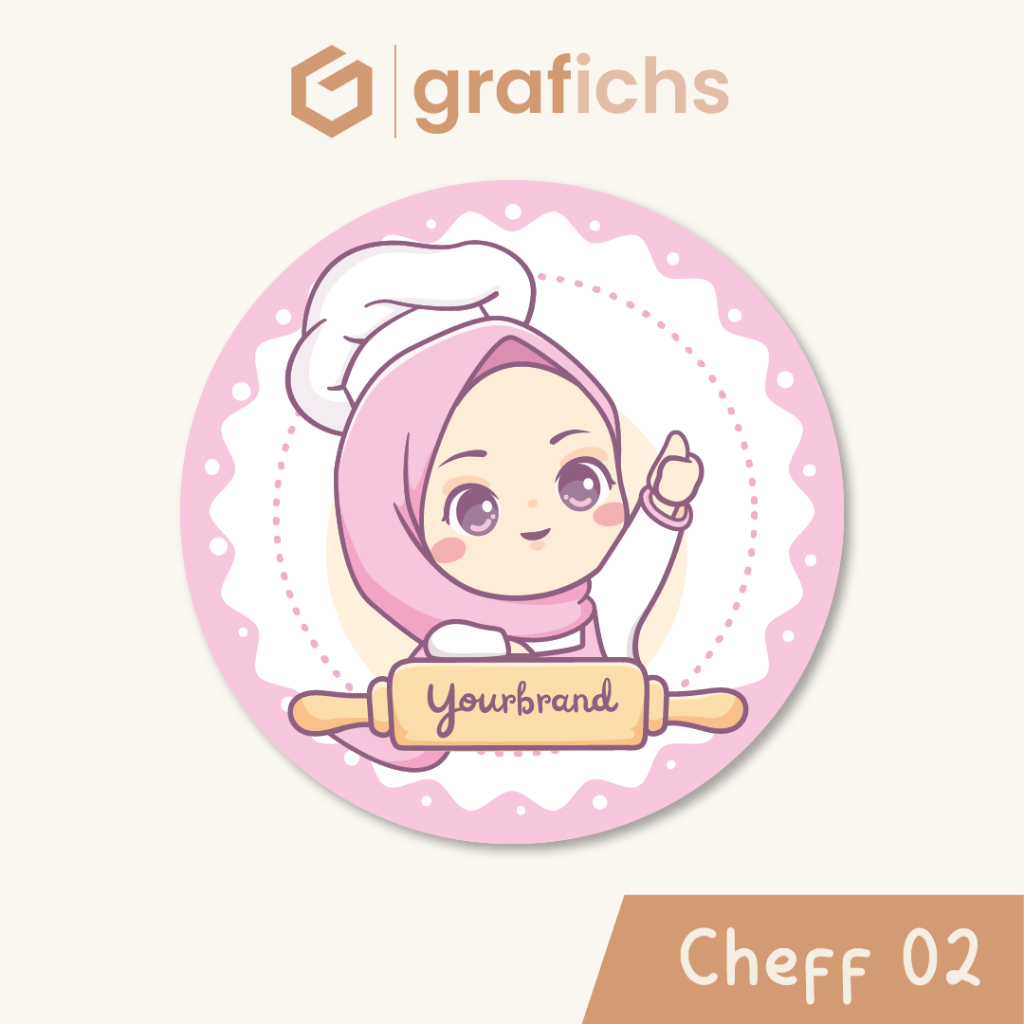 Jual 8 - 50 pcs Stiker Bulat Makanan Custom Desain Template Cheff CF01 ...