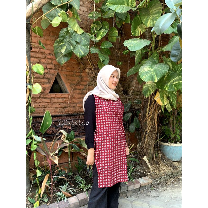 Jual READY long vest outer batik // vest batik panjang // vest motif ...