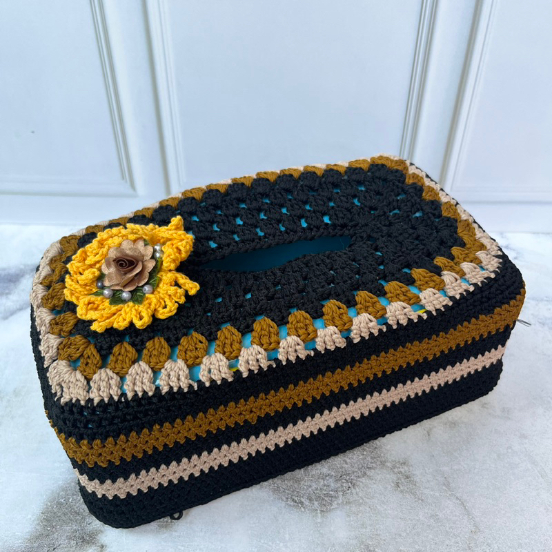 Jual NEW TEMPAT TISU RAJUT HANDMADE BLACK BROWN | Shopee Indonesia