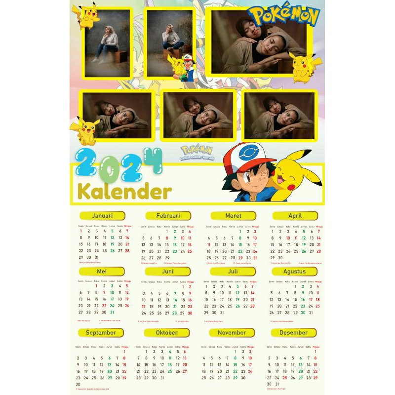 Jual Kalender Poster 2024 Custom 5 Foto Custom Nama | Shopee Indonesia