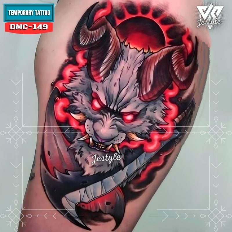 Jual [DMC-149] Tato Temporer Temporary Tattoo Topeng iblis Demon ...