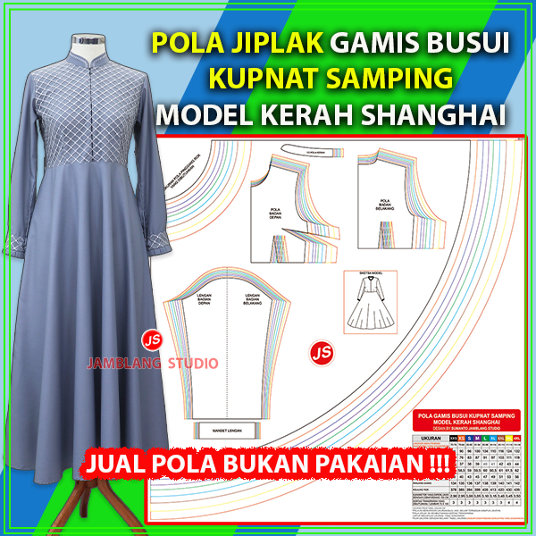Jual Pola Jiplak Gamis Busui Kupnat Samping Model Kerah Shanghai | Shopee Indonesia